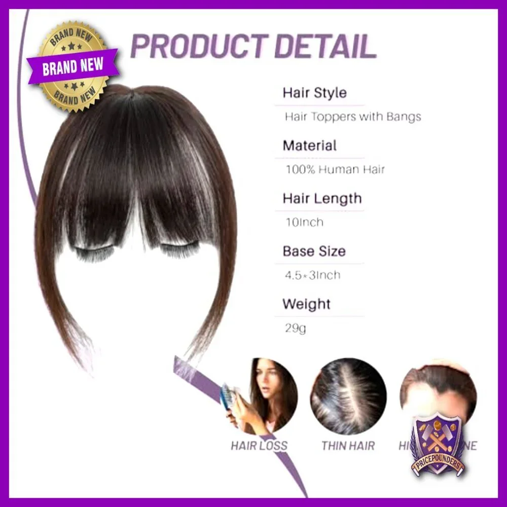 Accessories | Real Human Hair Topper With Bangs Swiss Lace Base For ...
